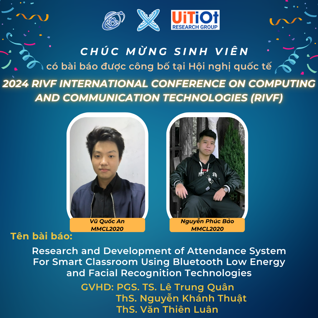 Sinh viên nhóm nghiên cứu UiTiOt Khoa MMT&TT có bài báo khoa học được ...